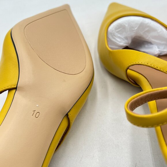 FSJ | Shoes | Fsj Yellow Kitten Heel Slingback Sandal Pointy Toe Sexy Pumps Dress Shoes | Poshmark